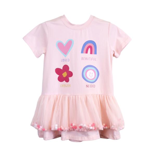 Pink Pom Pom Mesh Hem T-shirt Dress – doe a dear