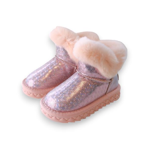 Pink Fur Trim Glitter Boot – doe a dear